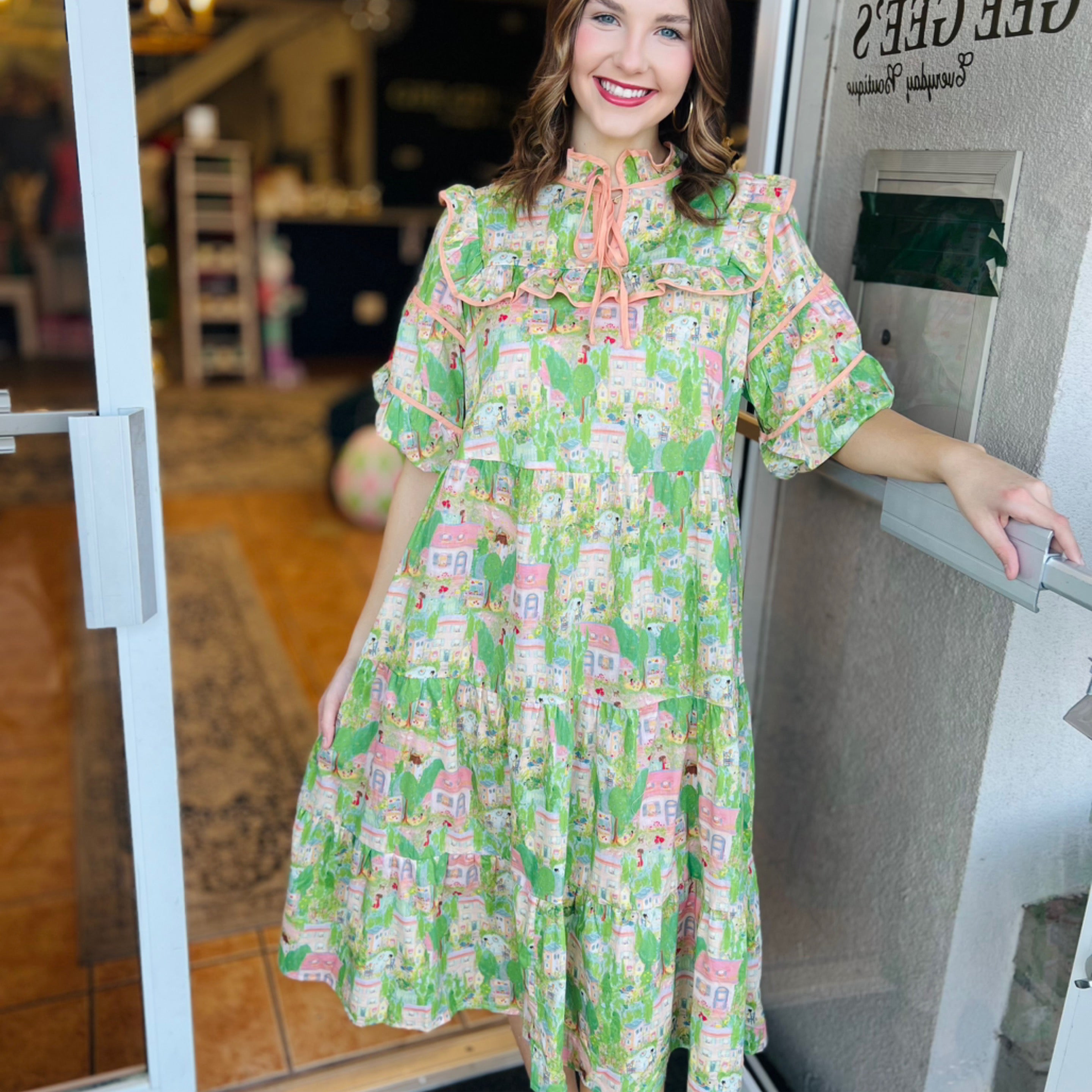 Laney Mixed Print Midi Dress | GeeGees Boutique