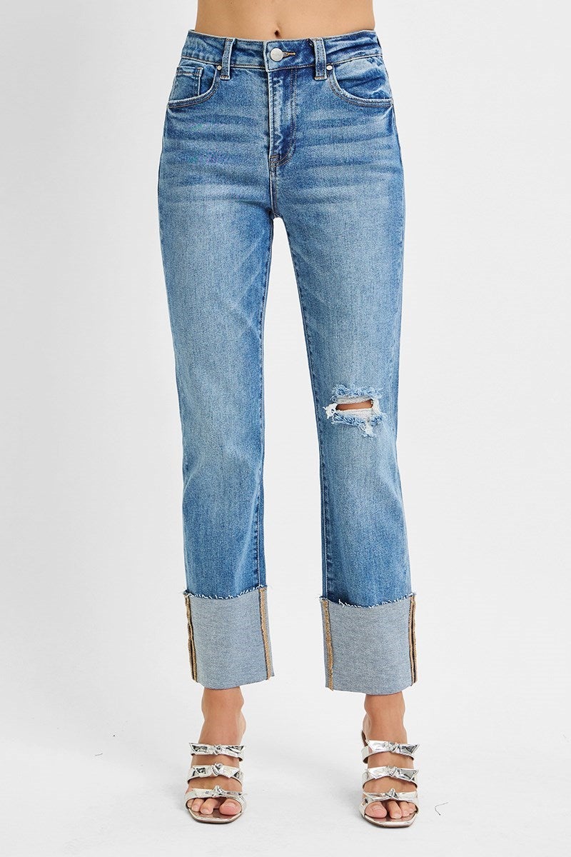 Nicole High Rise Cuffed Ankle Risen Jeans | GeeGees Boutique