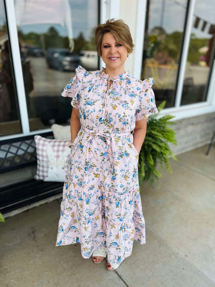 Sharon Coral Mixed Classy Midi Dress | GeeGees Boutique