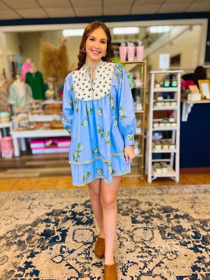 Gracie Mixed Print Details Mini Dress | GeeGees Boutique